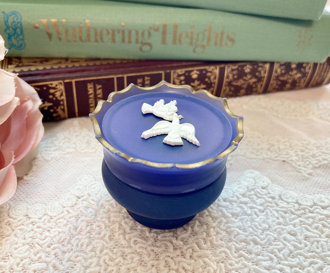 60s Collectible Avon Cream Sachet, Blue Purple Fragrance Dish, Crystal ...
