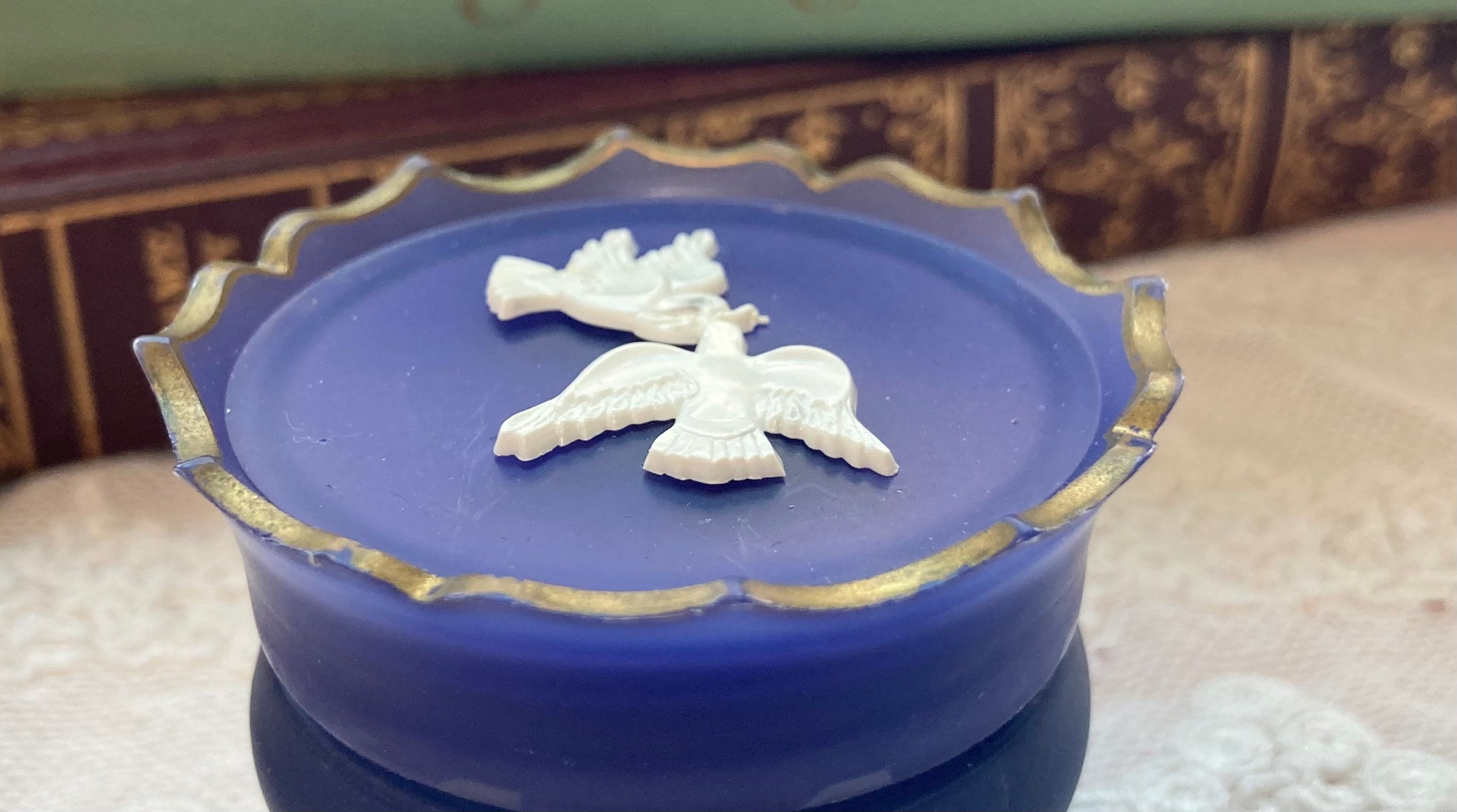 60s Collectible Avon Cream Sachet, Blue Purple Fragrance Dish, Crystal ...