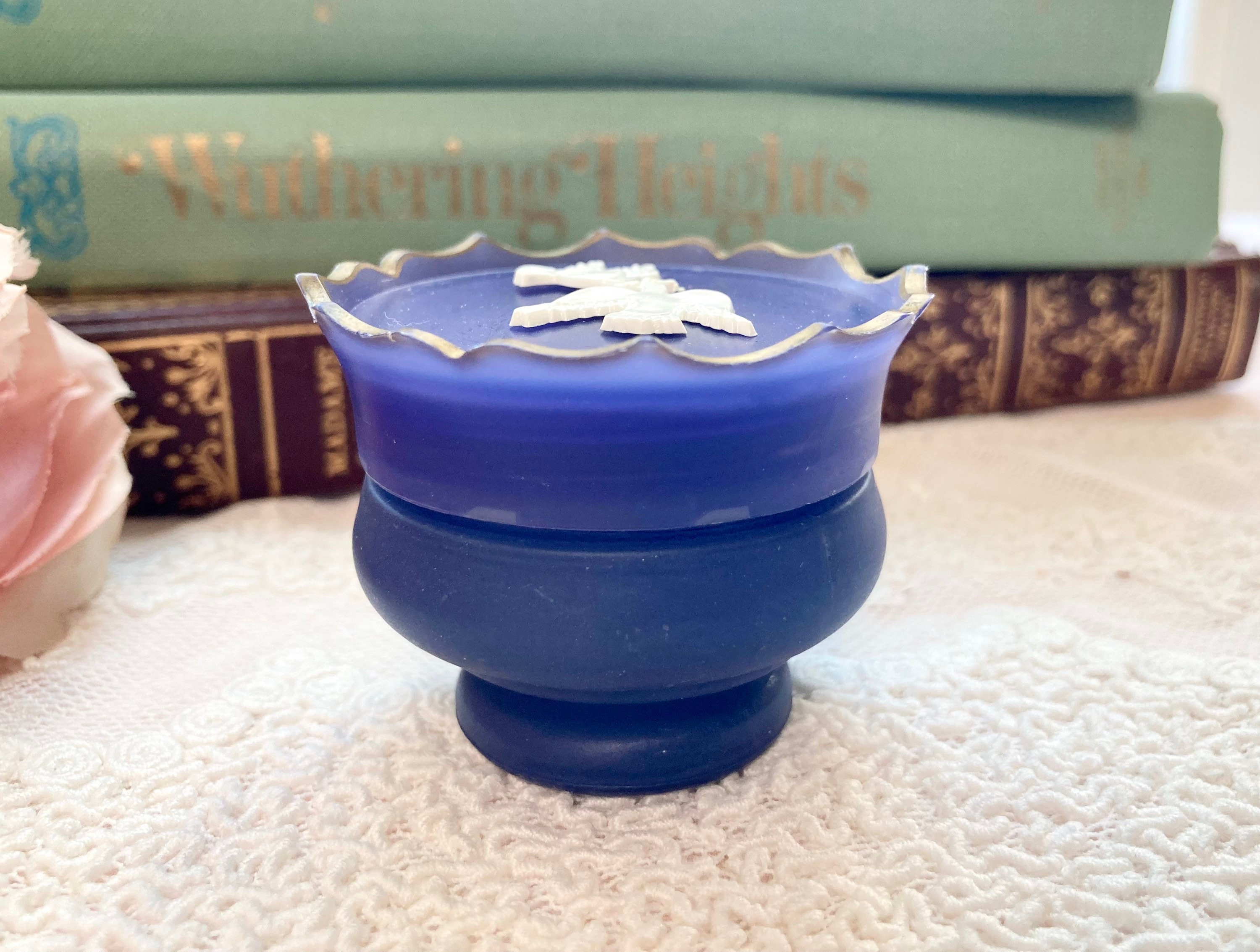 60s Collectible Avon Cream Sachet, Blue Purple Fragrance Dish, Crystal ...