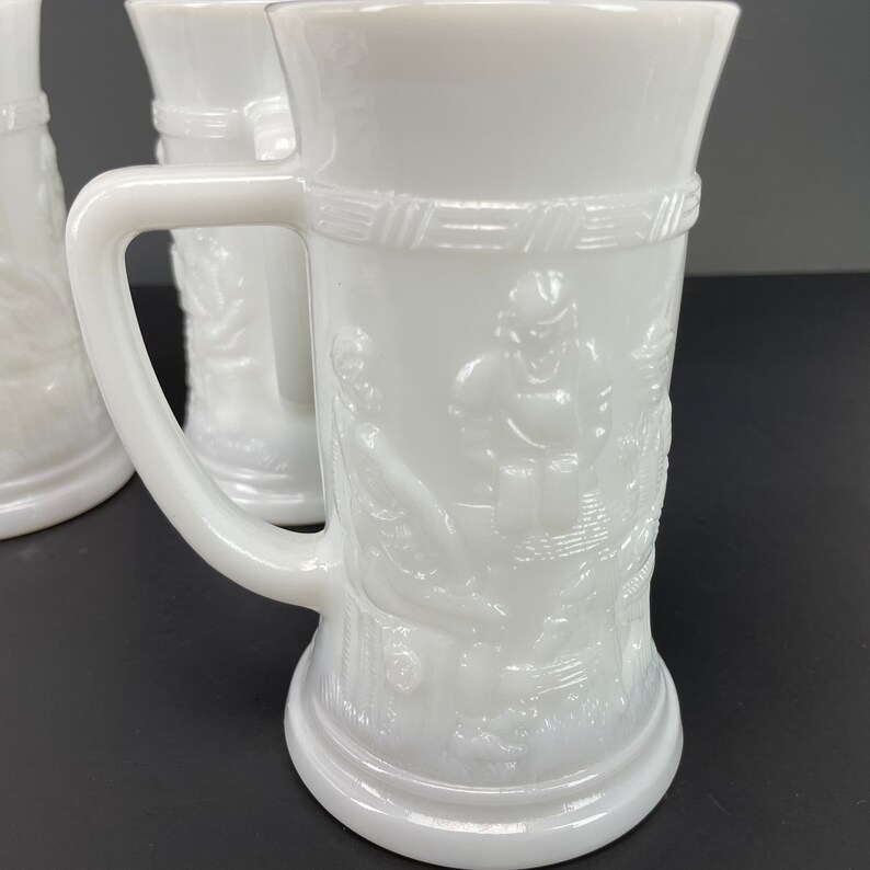 Vintage Federal Milk Glass Beer Stein Embossed Tankard Tavern Etsy