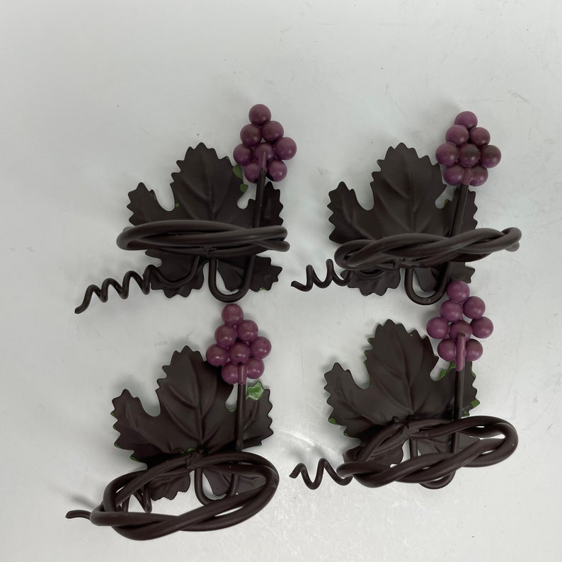 Metal Grapes Leaves Napkin Rings Set of 4 Holders French Country ...