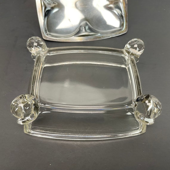 Rogers Bros Glass Trinket Box Silver Plate Lid 1847 V… - Gem