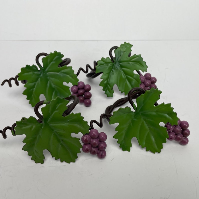 Metal Grapes Leaves Napkin Rings Set of 4 Holders French Country ...