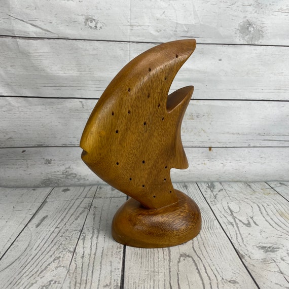 Angel Fish Appetizer Stand Monkey Pod Dolphin Toothpick Hors Doeuvre Display Etsy
