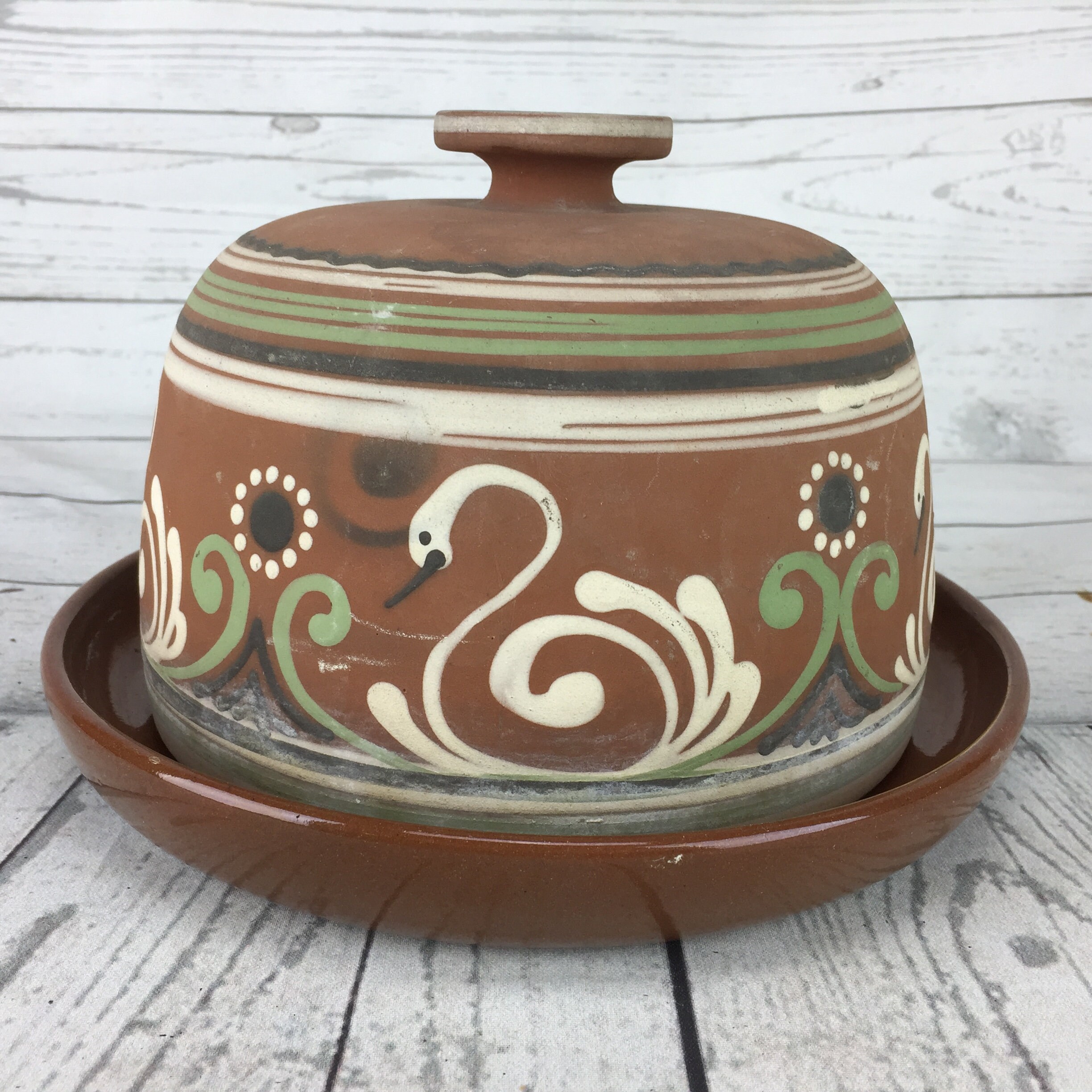 VTG Ceramic Pottery Cheese Plate Butter Dish With Cover Dome - Etsy UK