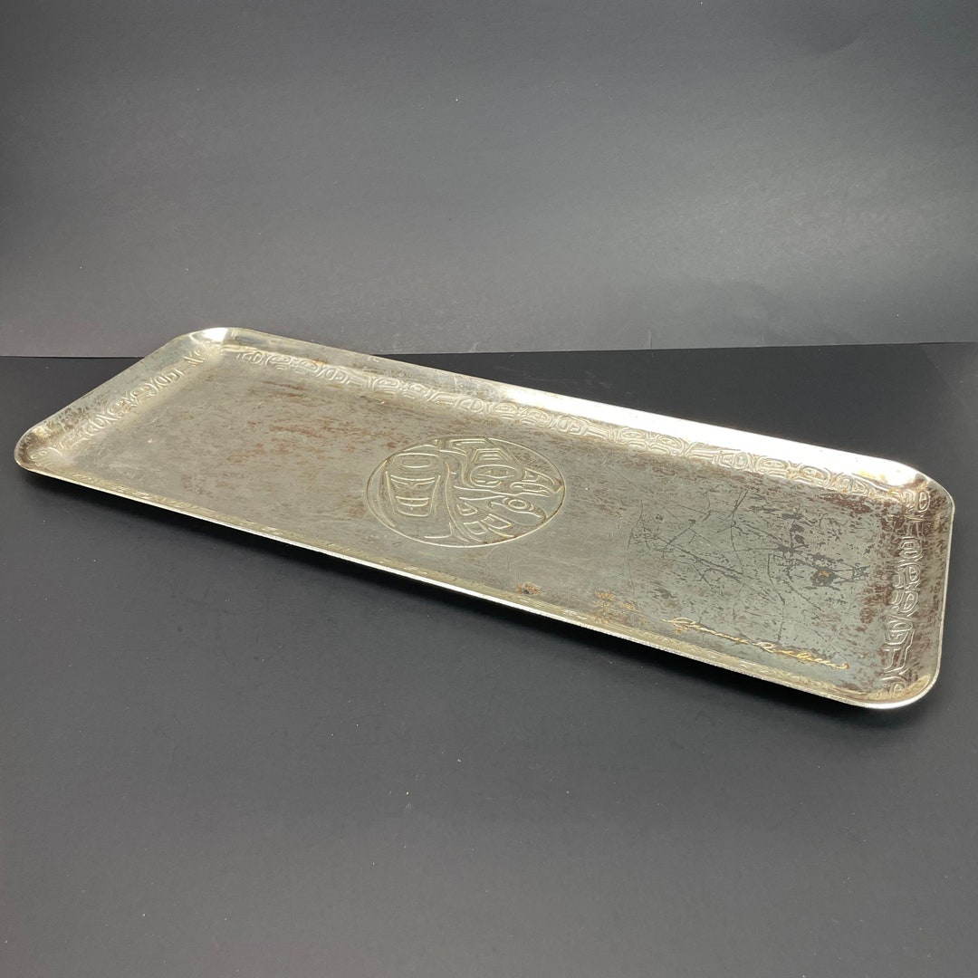 Clarence A Wells Silver Plate First Nations Art Tray Haida Native ...