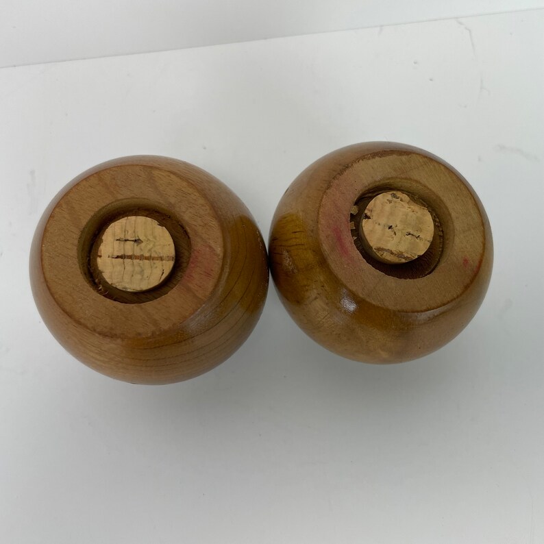 Vintage Round Teak Wood Salt Pepper Shakers Set Mid Century Modern ...
