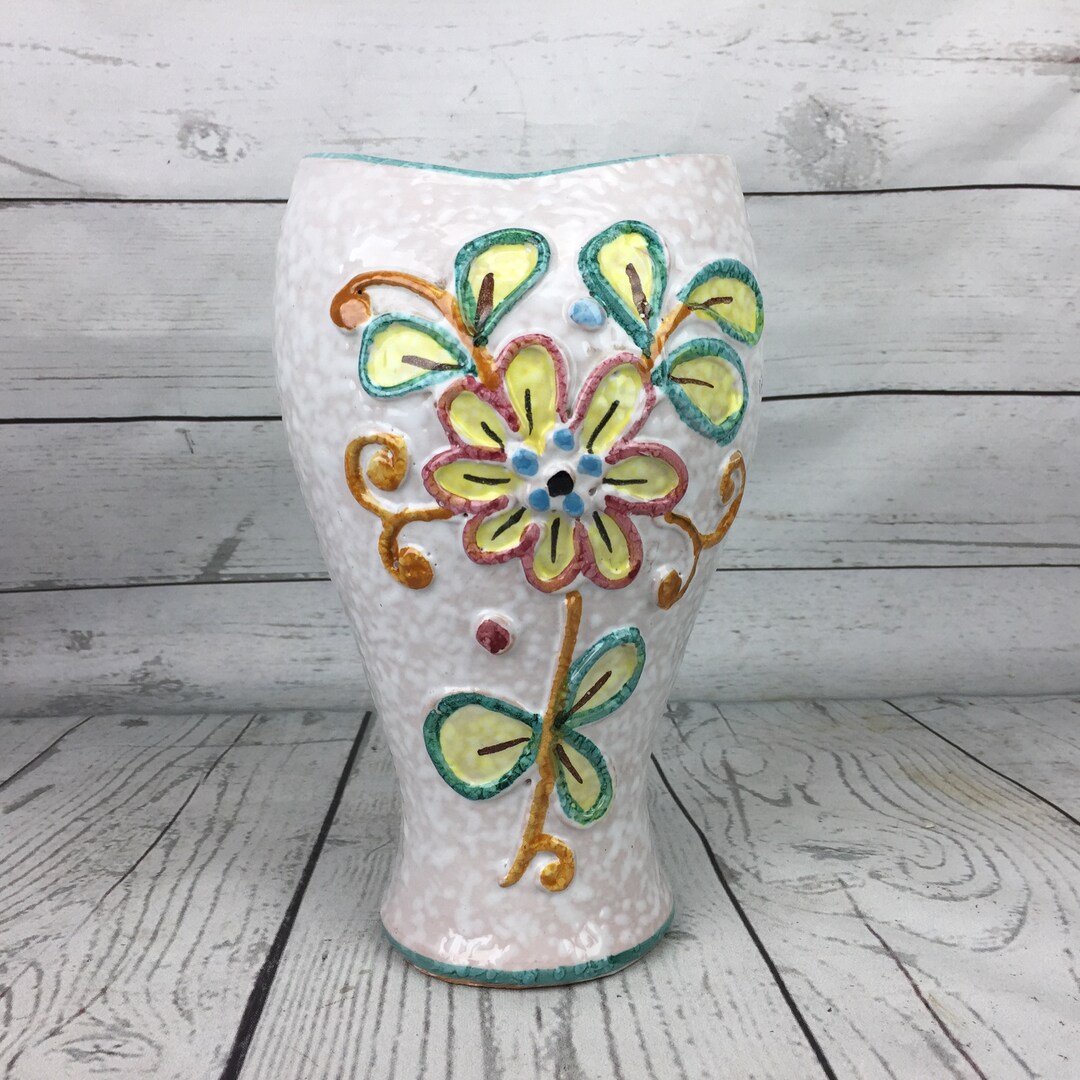 Vintage Guildcraft Art Pottery Flower Vase Italy 8600/E Italy Clay ...