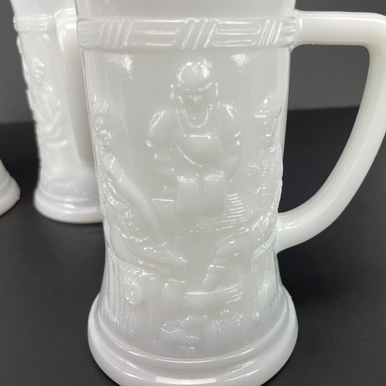 Vintage Federal Milk Glass Beer Stein Embossed Tankard Tavern Etsy
