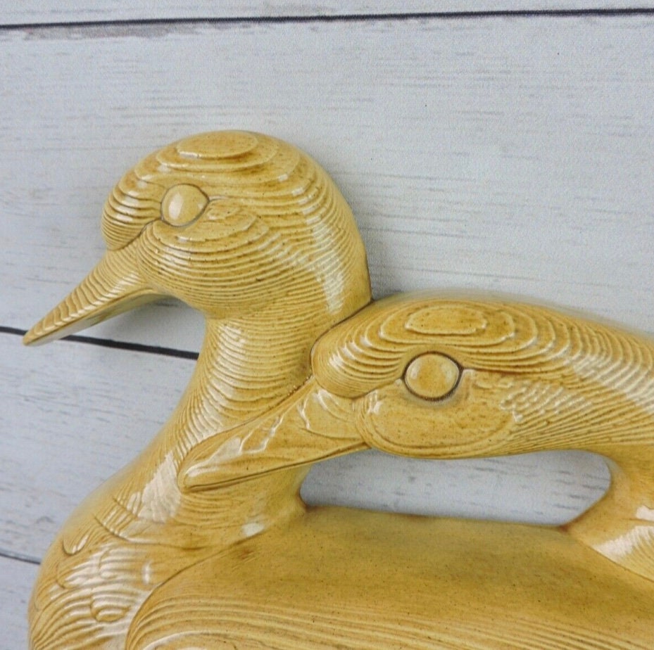 Ceramic Duck Wall Hanging Wood Grain Textured Wall Hanging Man Cave ...