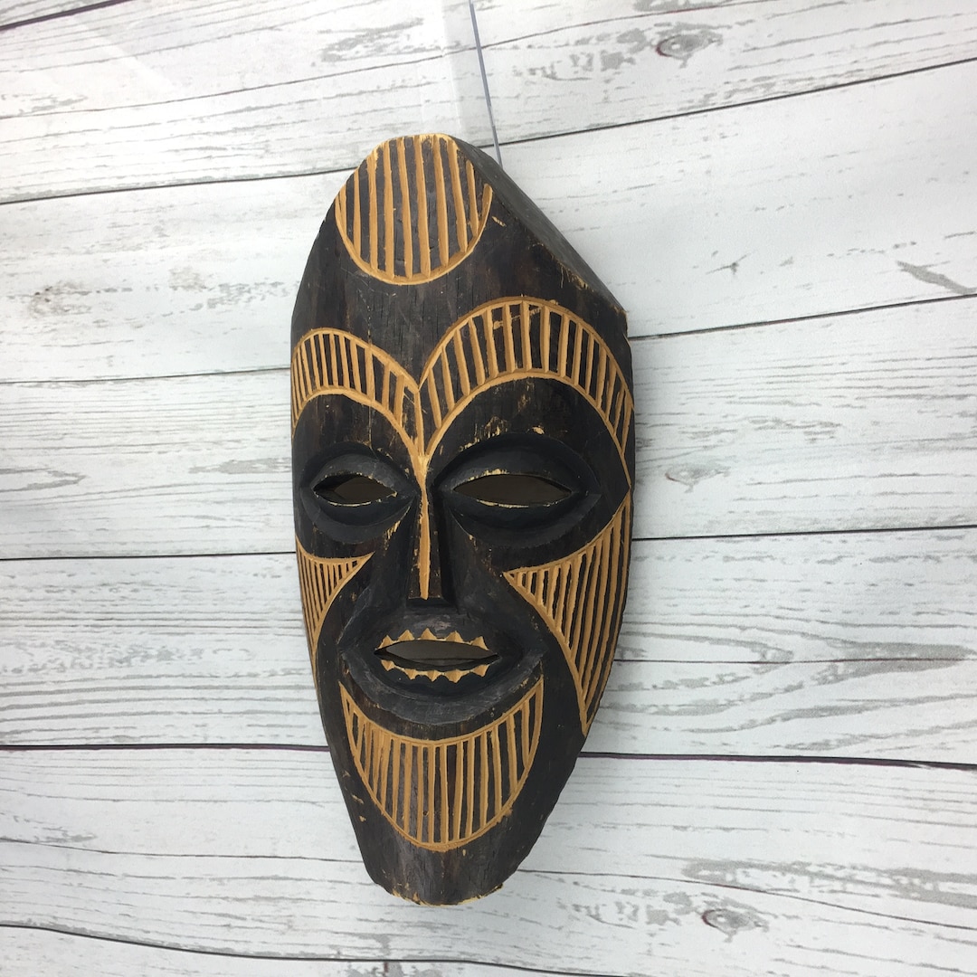 Central African Federation Tribal Mask Wood Hand Carved Ethnic Tiki ...