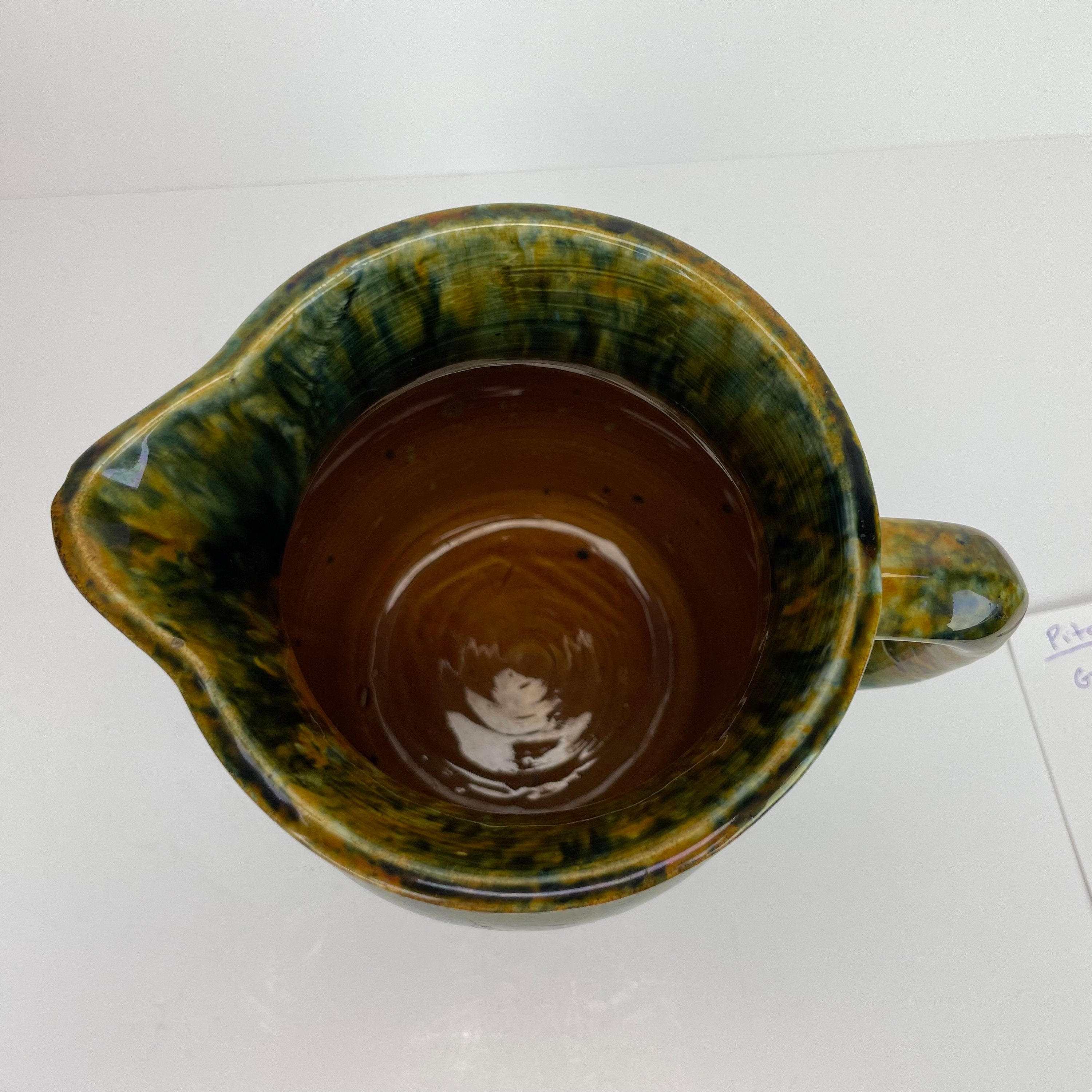 1904 JW Mccoy Carnelian Glaze Pottery Majolica Pitcher Glossy Inside ...