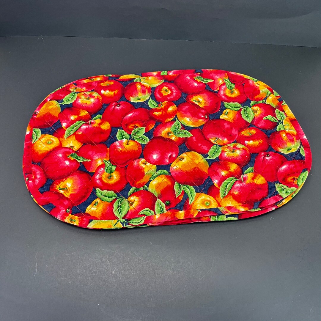 Quilted Apples Placemats Set 4 Fruit Farmhouse Vintage Fall - Etsy