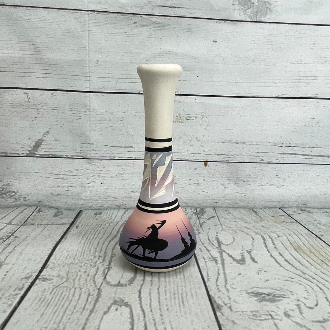 Tsosie DINE Pottery Native American Vase Indigenous Hand Painted Etched ...