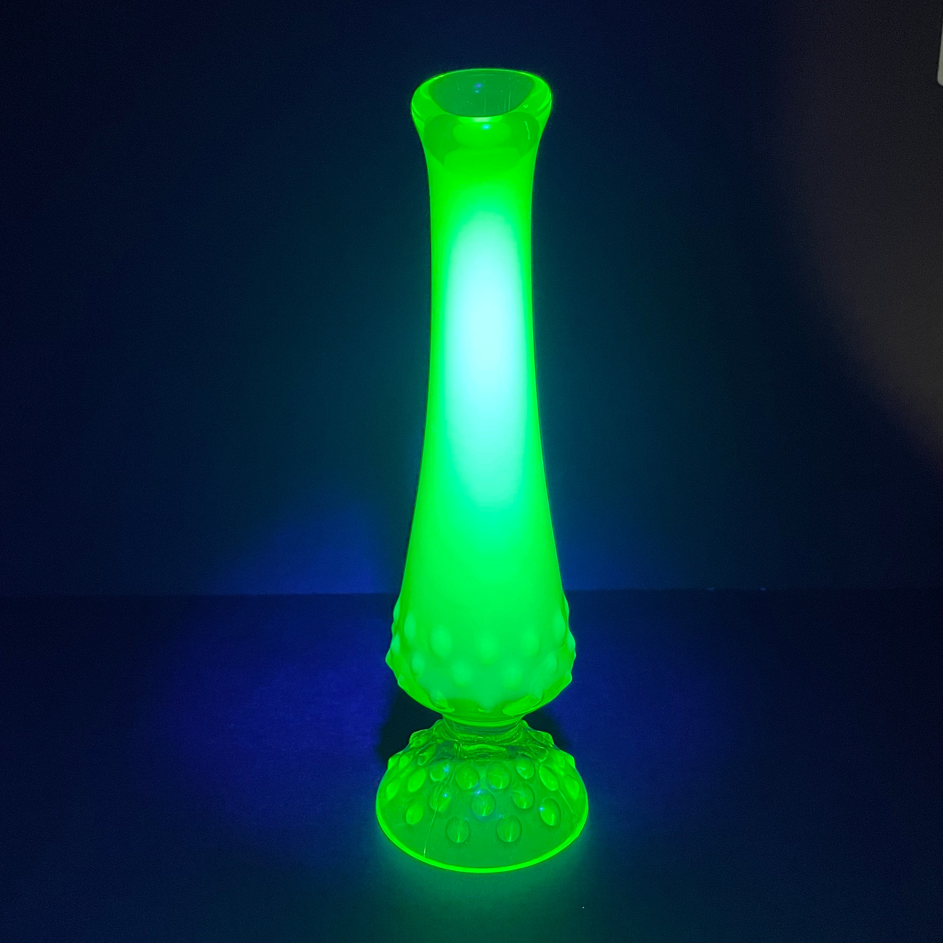 Fenton MCM Green Opalescent Uranium Glow Hobnail Swung Slag - Etsy