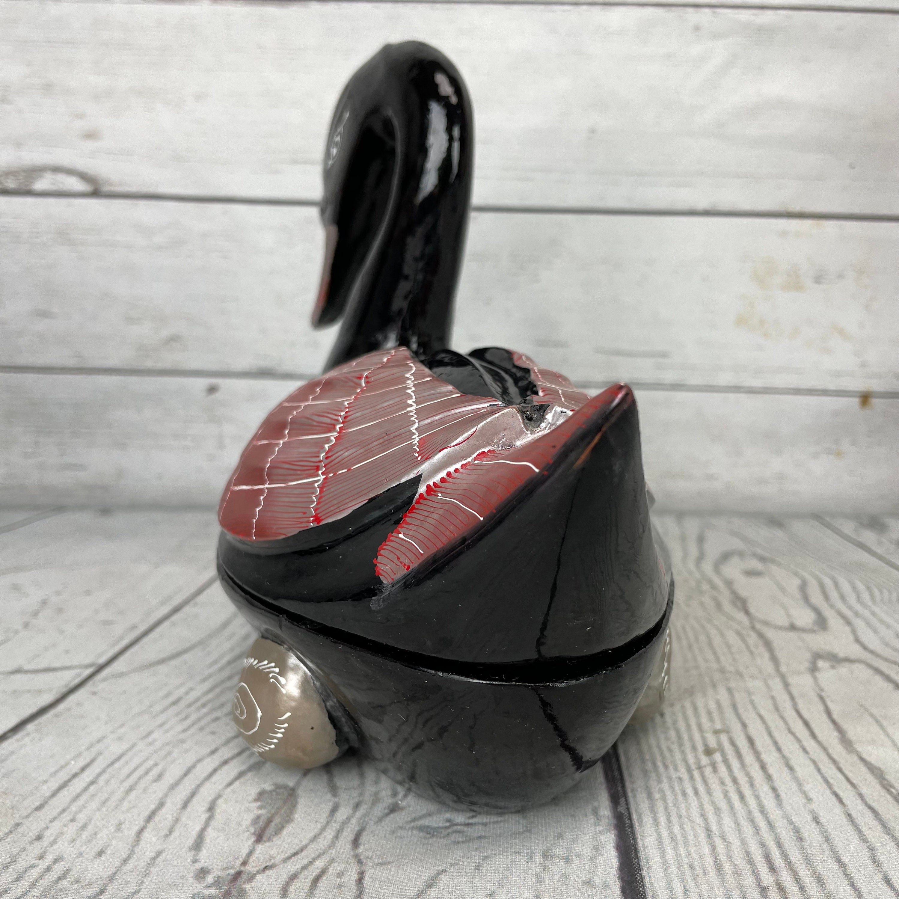 Swan Lacquer Box Hand Painted Russian? Swan Shape Rare Unusual Jewelry ...