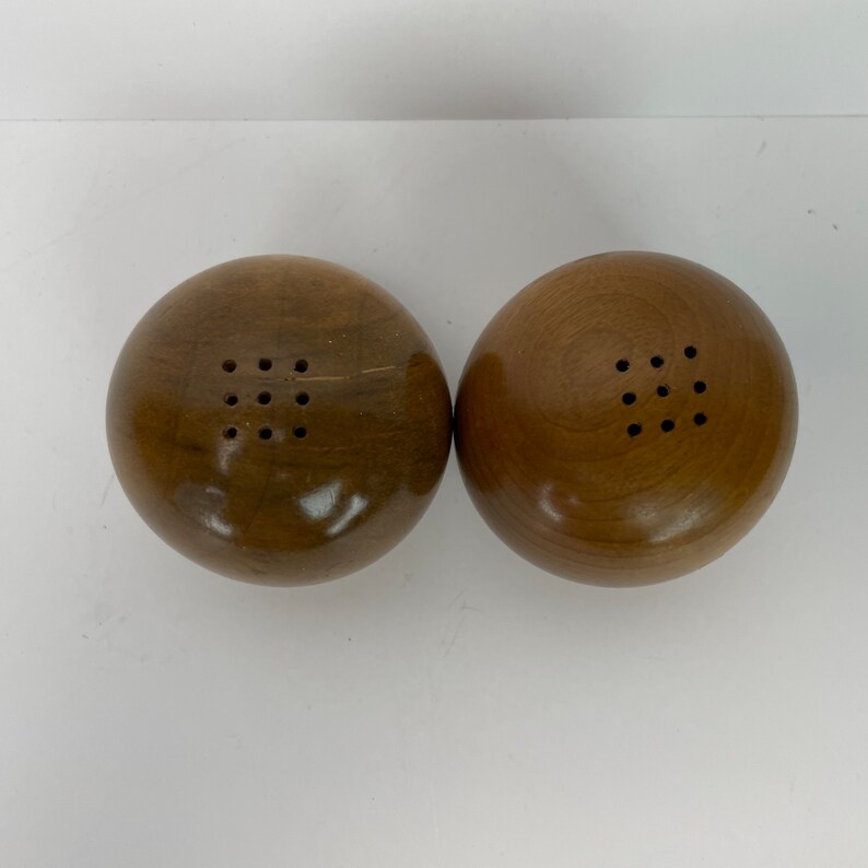 Vintage Round Teak Wood Salt Pepper Shakers Set Mid Century Modern ...