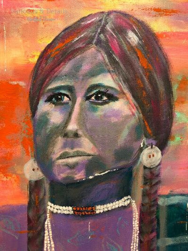 Colorful Native American Abstract Art, Portrait Painting - Etsy