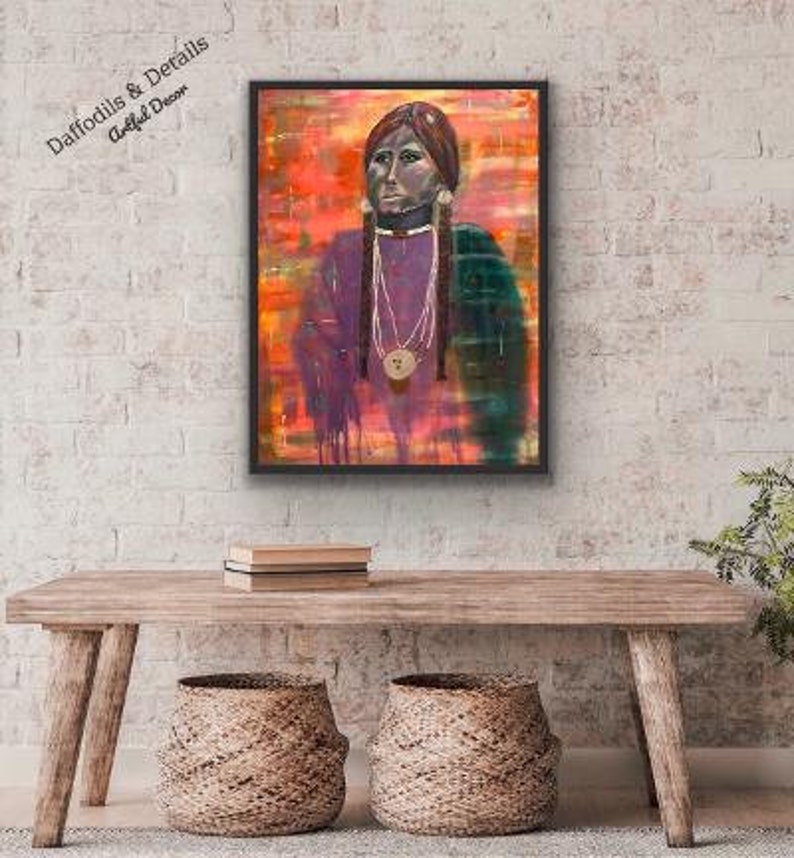 Colorful Native American Abstract Art, Portrait Painting - Etsy
