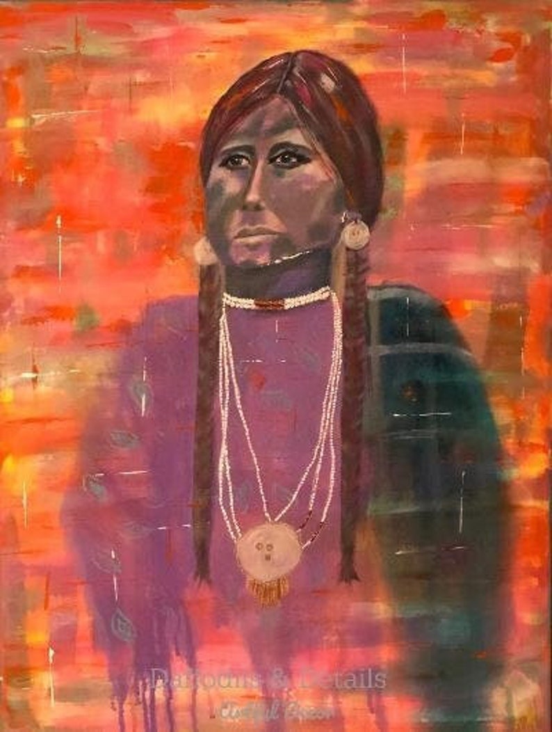 Colorful Native American Abstract Art, Portrait Painting - Etsy