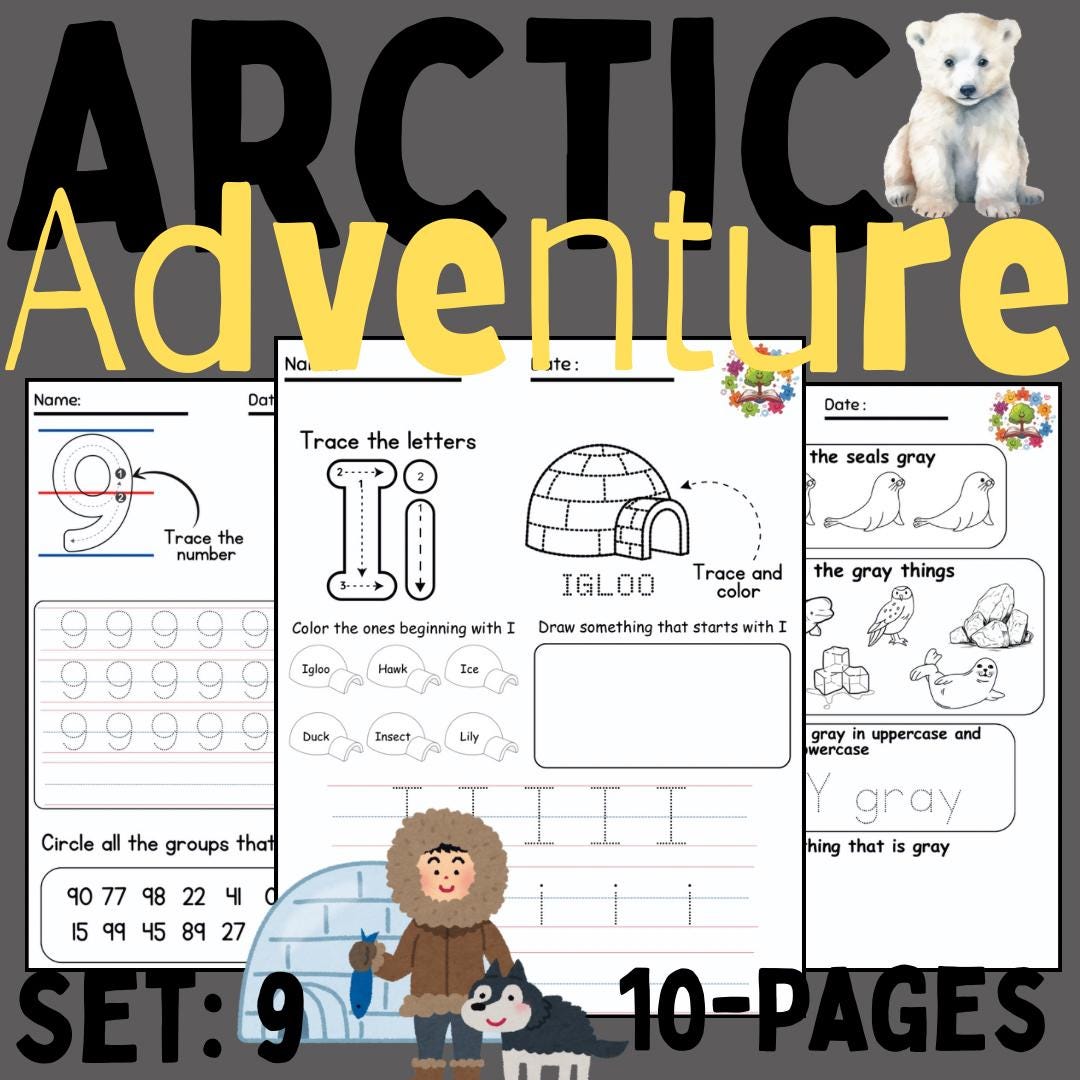 Arctic Animals Preschool Activity Pack | Set 9 | Winter Worksheets for ...