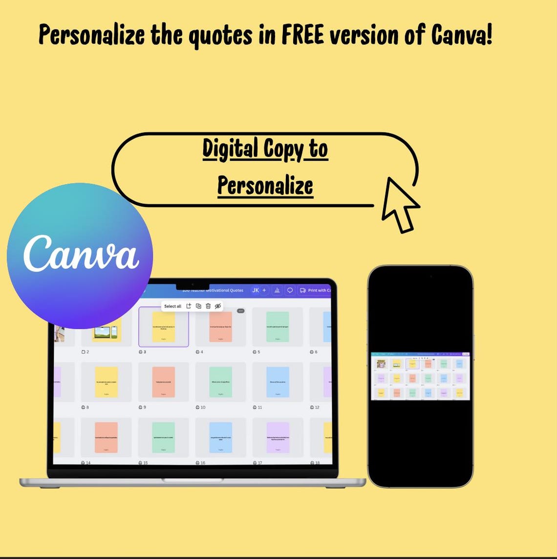 Teacher Quote Posters: 100 Editable Canva Templates (digital Download ...