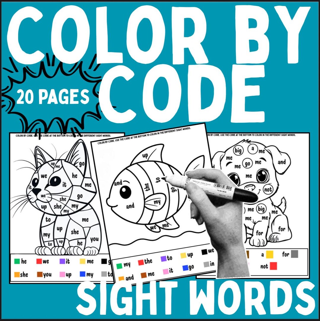 Color by Sight Word Worksheets: 20-page Printable Literacy Bundle (PDF ...