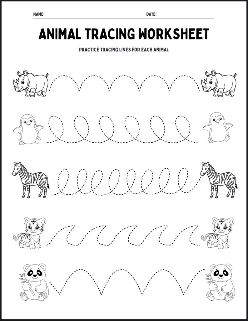 Free Animal Tracing Worksheets for Preschool & Kindergarten | Fine ...