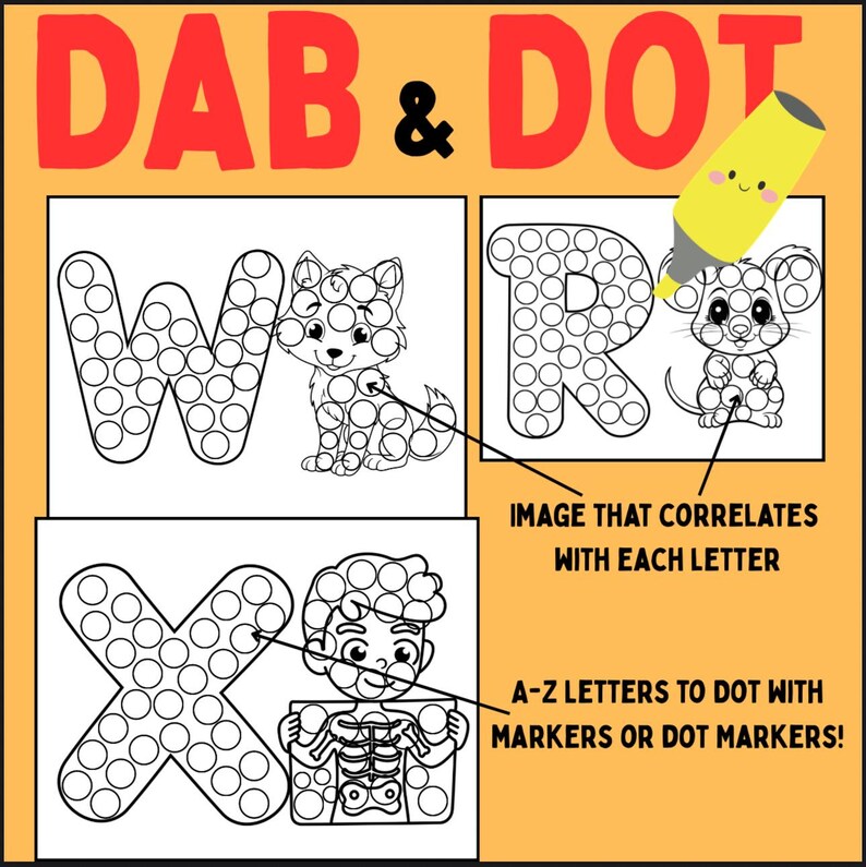 Alphabet Dot Marker Worksheets A-Z: Fine Motor Skills Activity (PDF ...