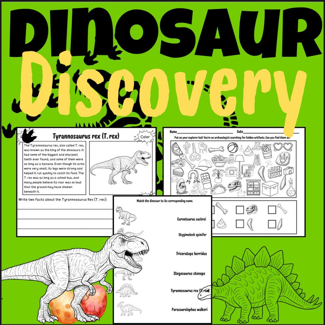 Dinosaur Coloring & Activity Pack | Printable Worksheets, Reading ...