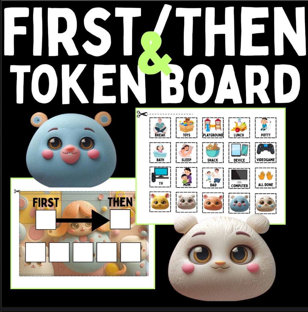 Editable First Then Visual Schedule & Token Board | Autism Behavior ...