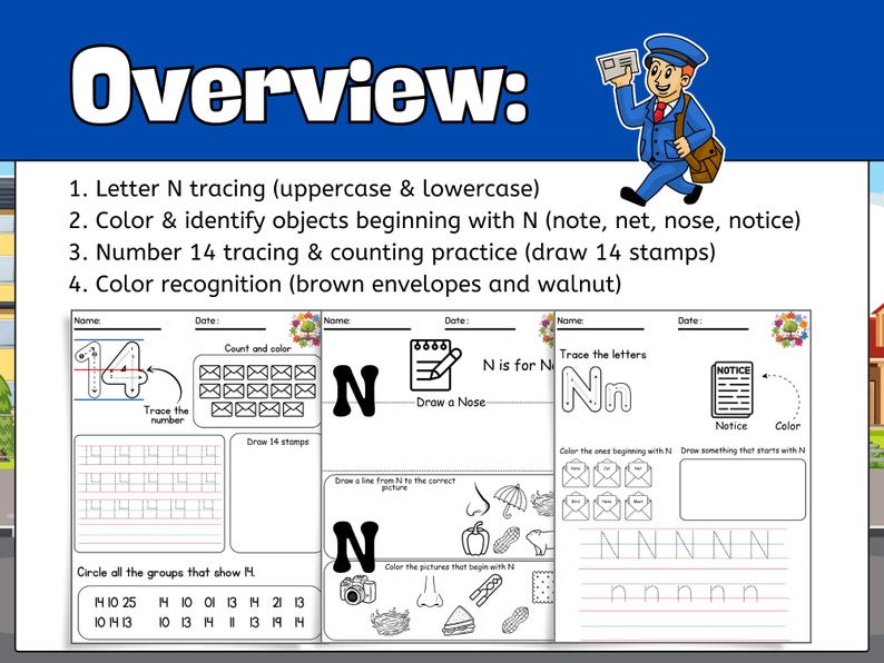 Mail Carrier Community Helper Letter N Worksheets | Preschool ...