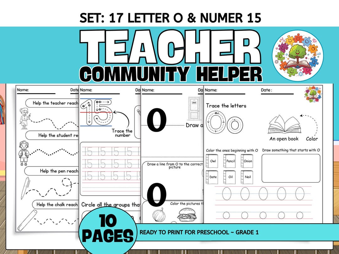 Teacher Community Helper | Classroom Theme | Letter O Tracing, Counting ...