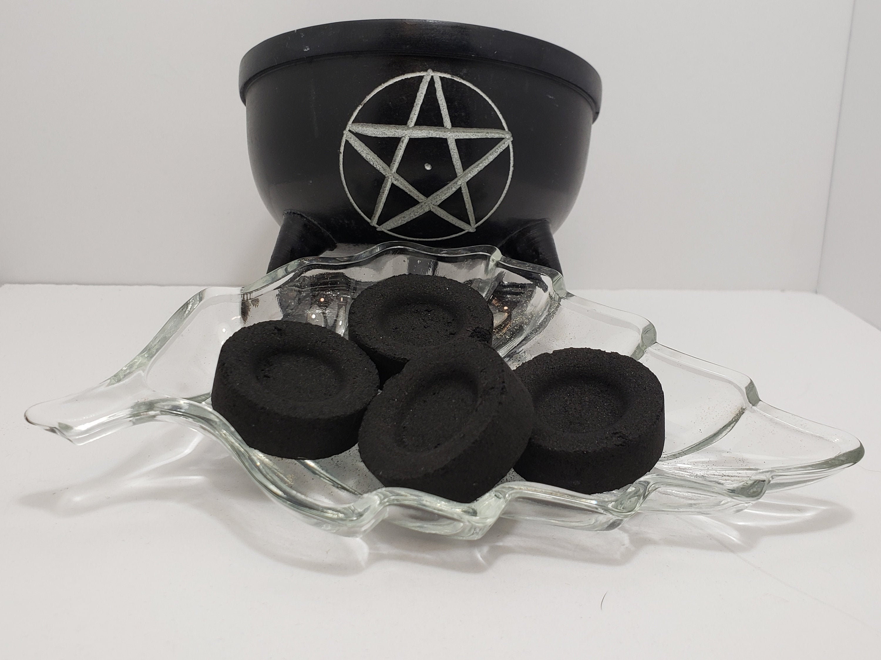 Black Stone Burner With Pentacles,smudging,incense Burner,soapstone ...