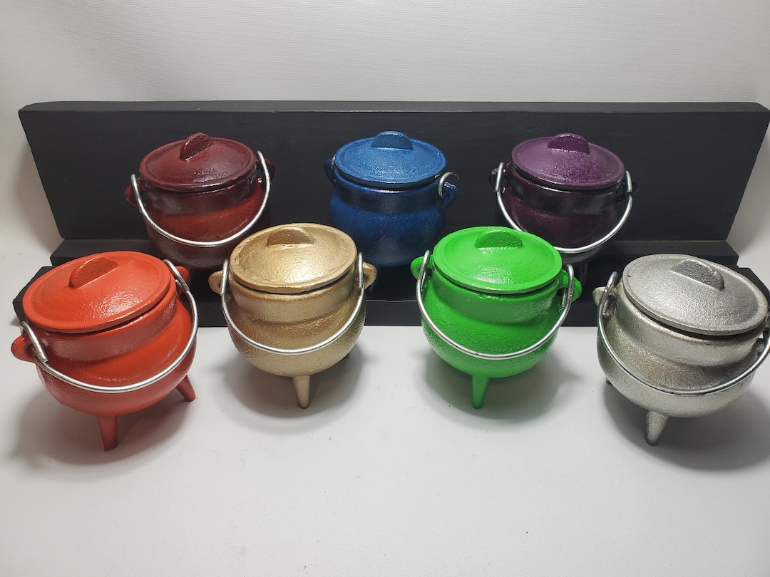 Custom Painted Cast Iron Cauldron: Multi-color, 4 Choices of Cauldrons ...