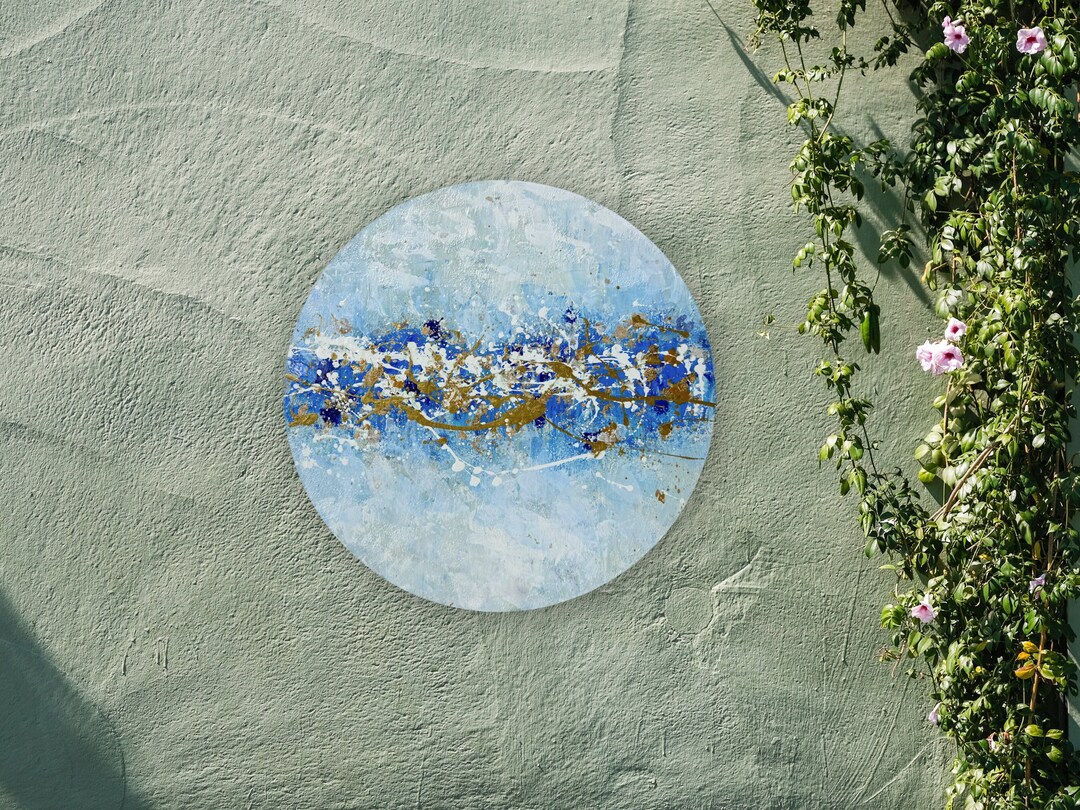 Round Original Abstract Wall Art - Unique Circular Artwork - Hand ...