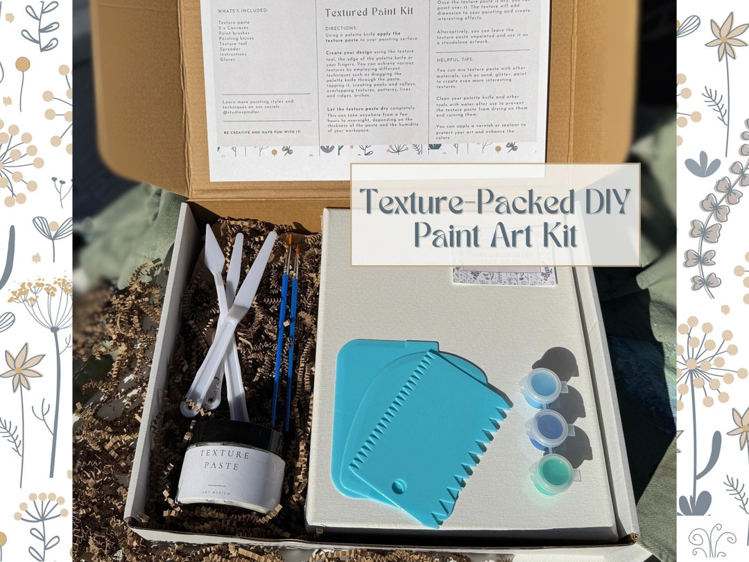 Texture Paint Kit, Complete Art Set, Textured Canvas Kit, Beginner Art ...