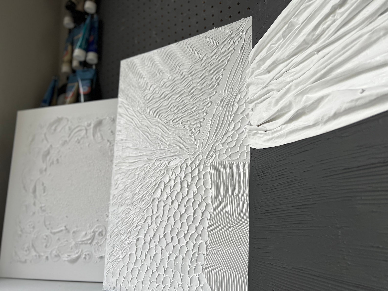 Draped Plaster Wall Art Fabric Textile Imitation 3D Textured - Etsy