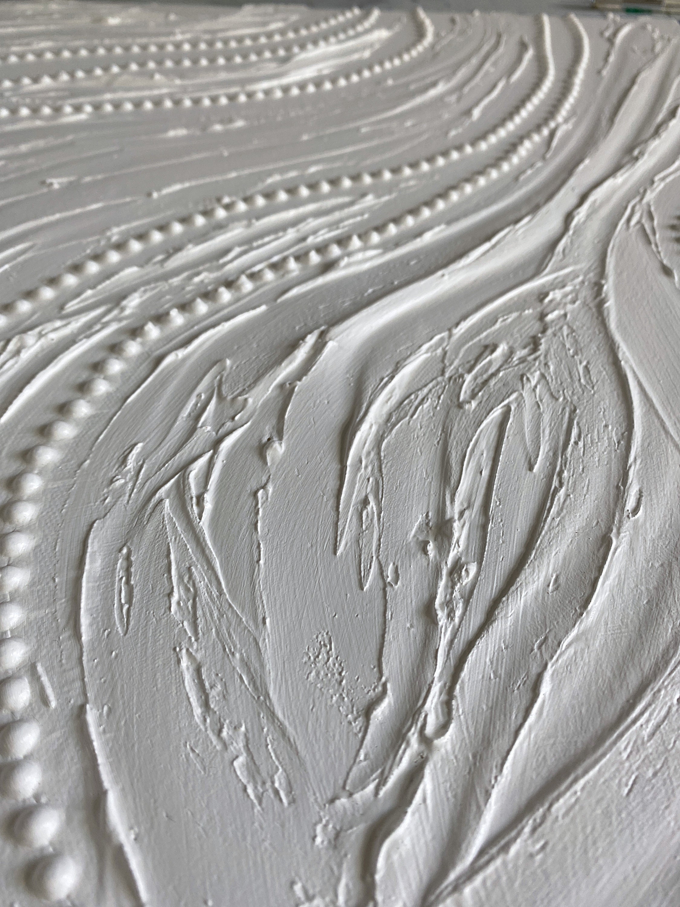 White Abstract Painting, White 3D Textured Wall Art, White Mixed Media ...