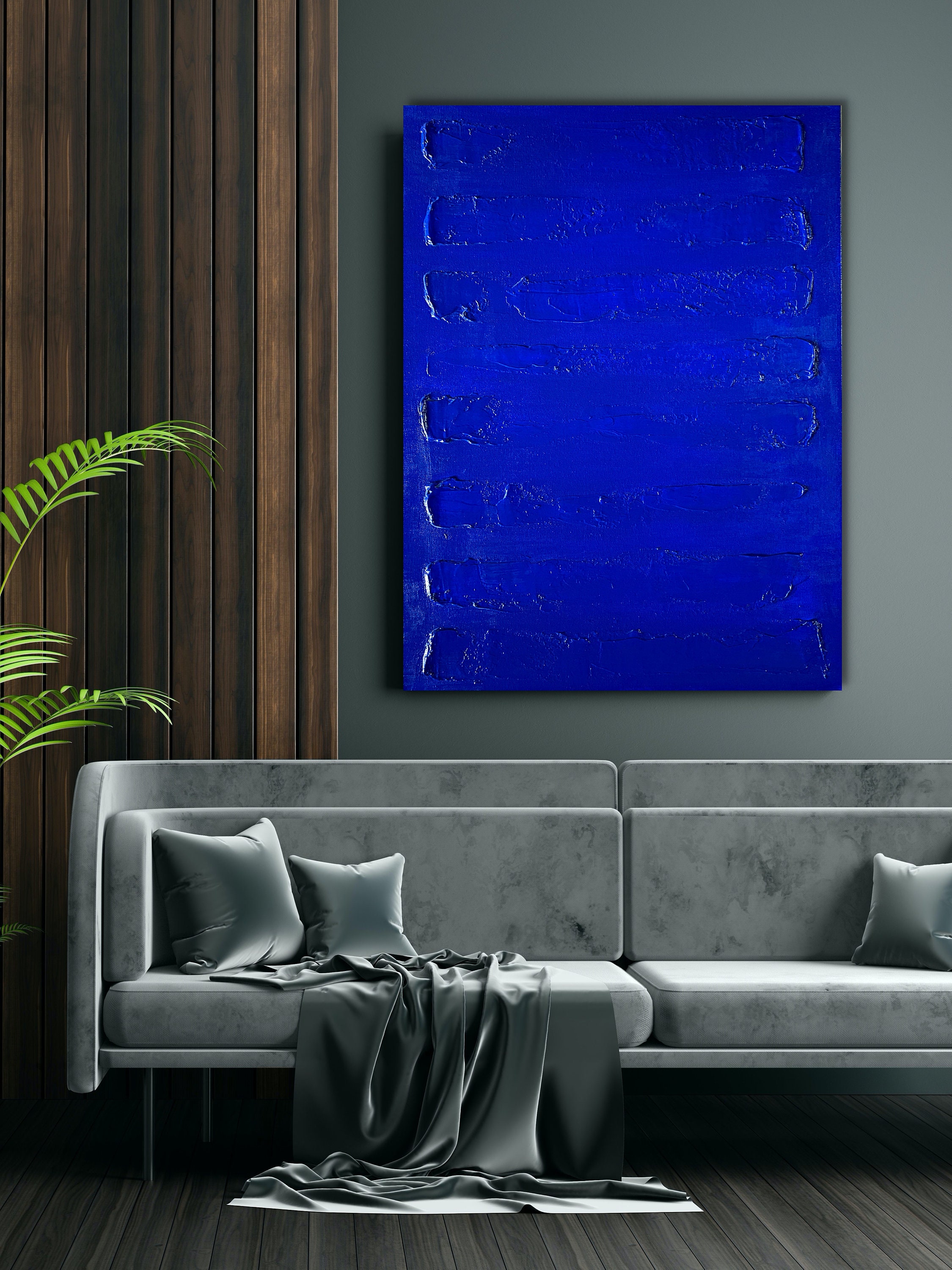 Cobalt Blue Art Original Painting on Canvas Textured Wall - Etsy