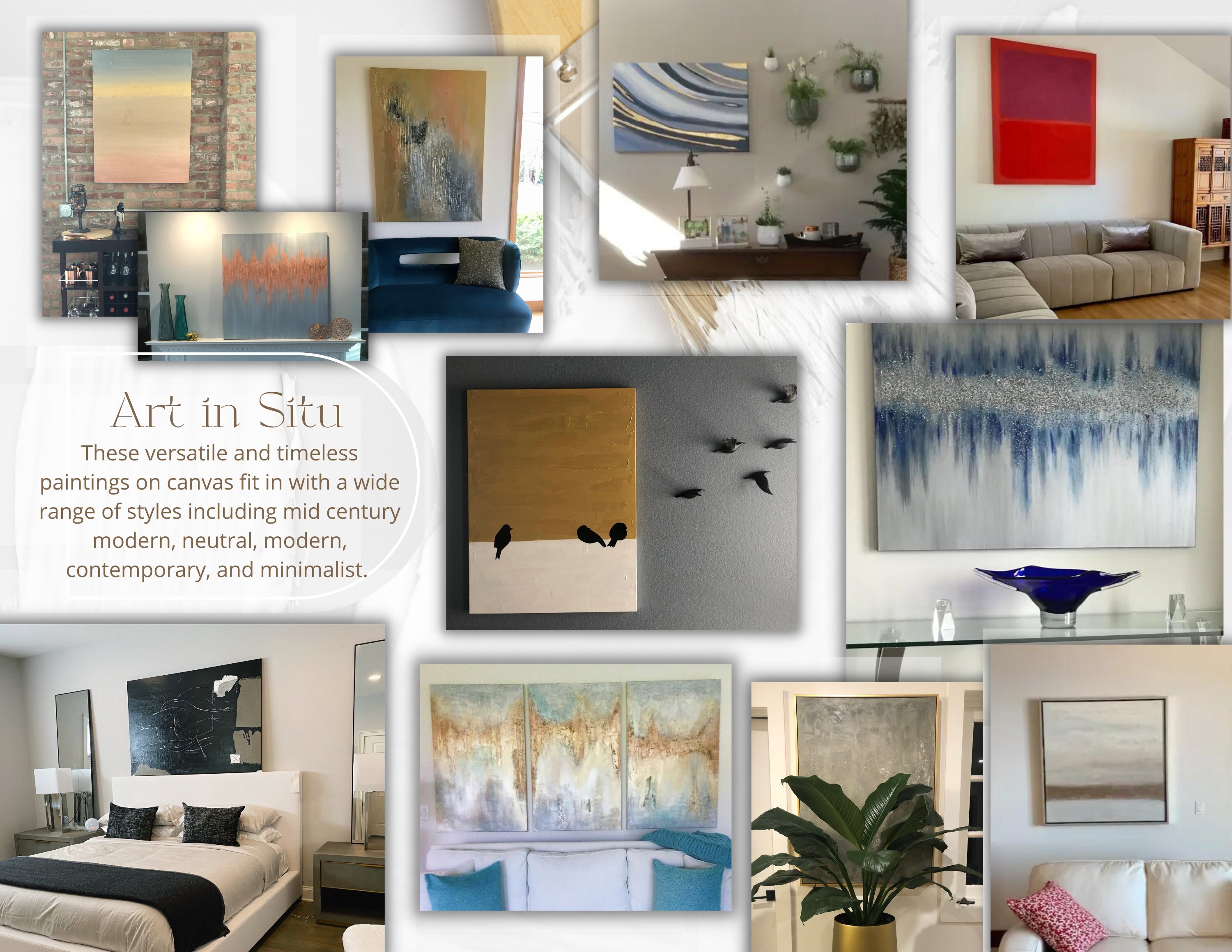 Original Abstract Painting Set, Handmade Gallery Wall Art, Colorful ...