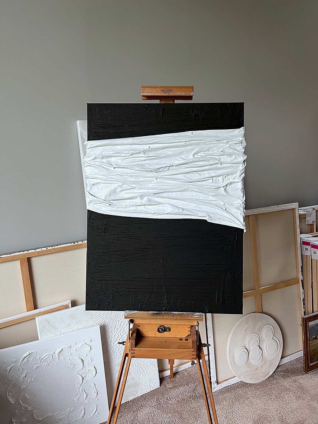 Draped Plaster Wall Art Fabric Textile Imitation 3D Textured Wall Decor ...