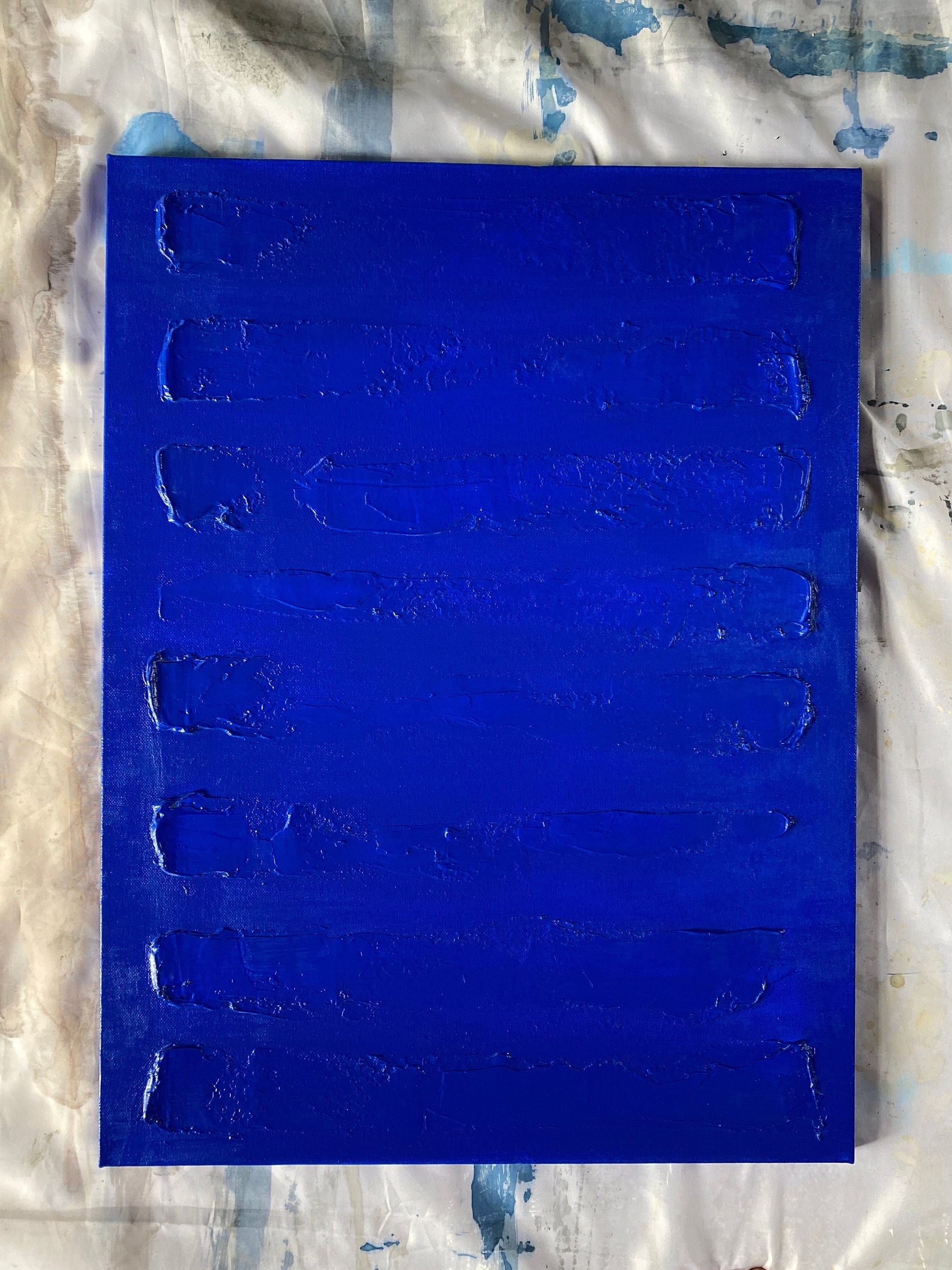 Cobalt Blue Art Original Painting on Canvas Textured Wall - Etsy