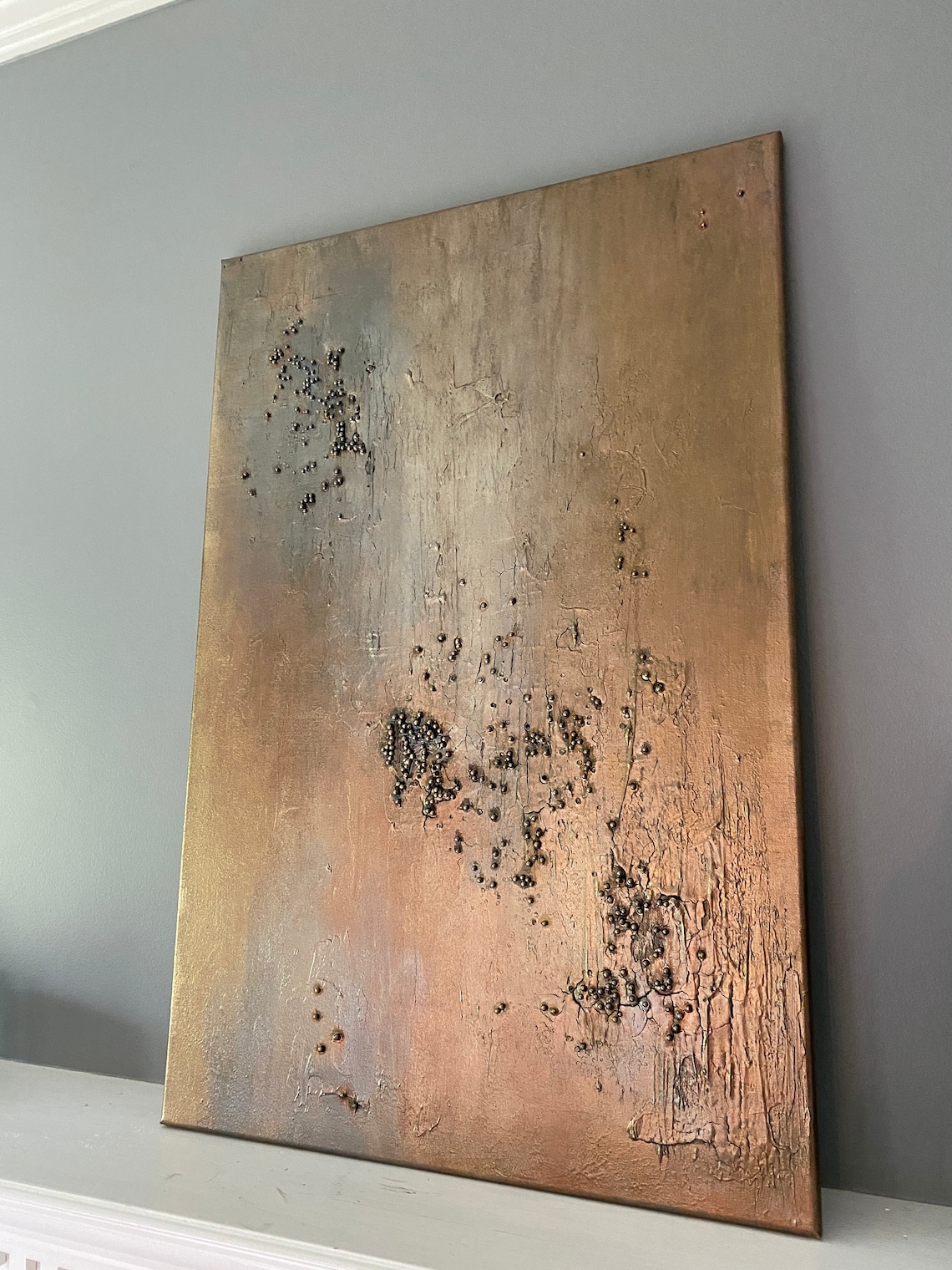 Metallic Picture Canvas Stretched Painting Wall Art With - Etsy