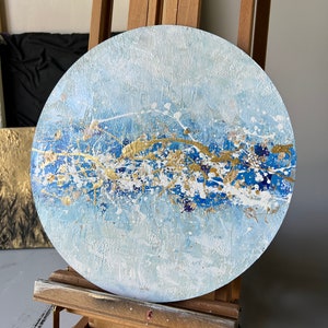 Round Original Abstract Wall Art - Unique Circular Artwork - Hand ...