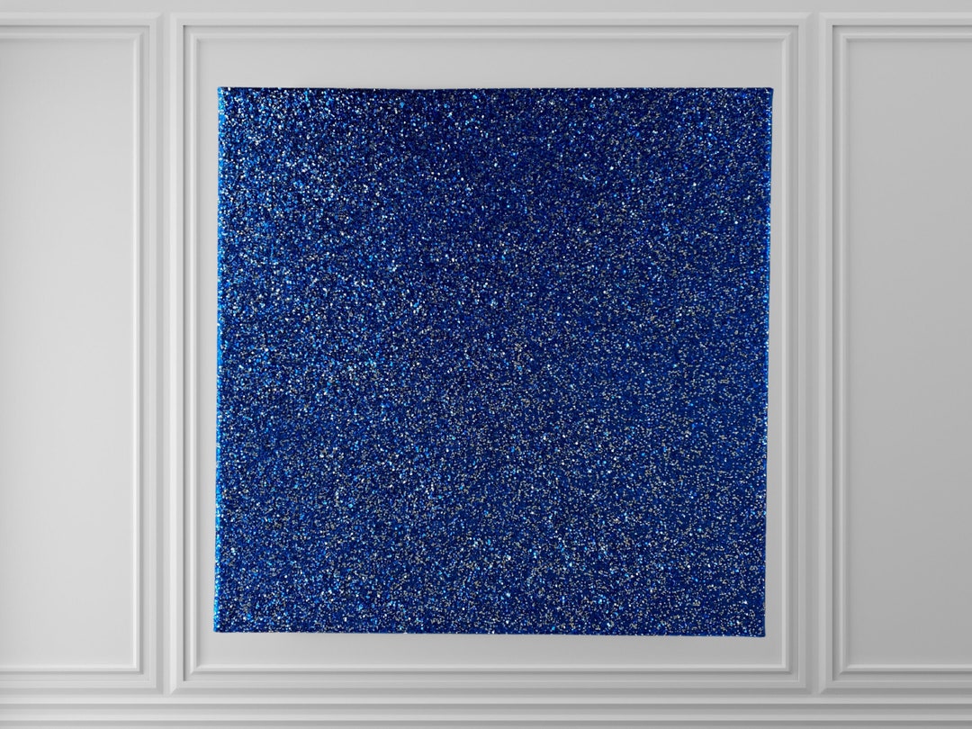 Blue Silver Wall Art, Glitter Painting, Glitter Canvas Art, Glam Wall ...