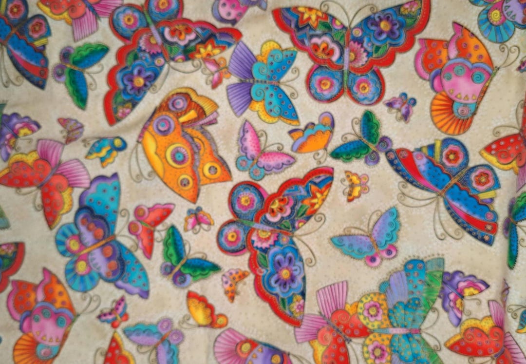 Laurel Burch Flying Colors Fabric. Multiple Colors and Patterns on off ...