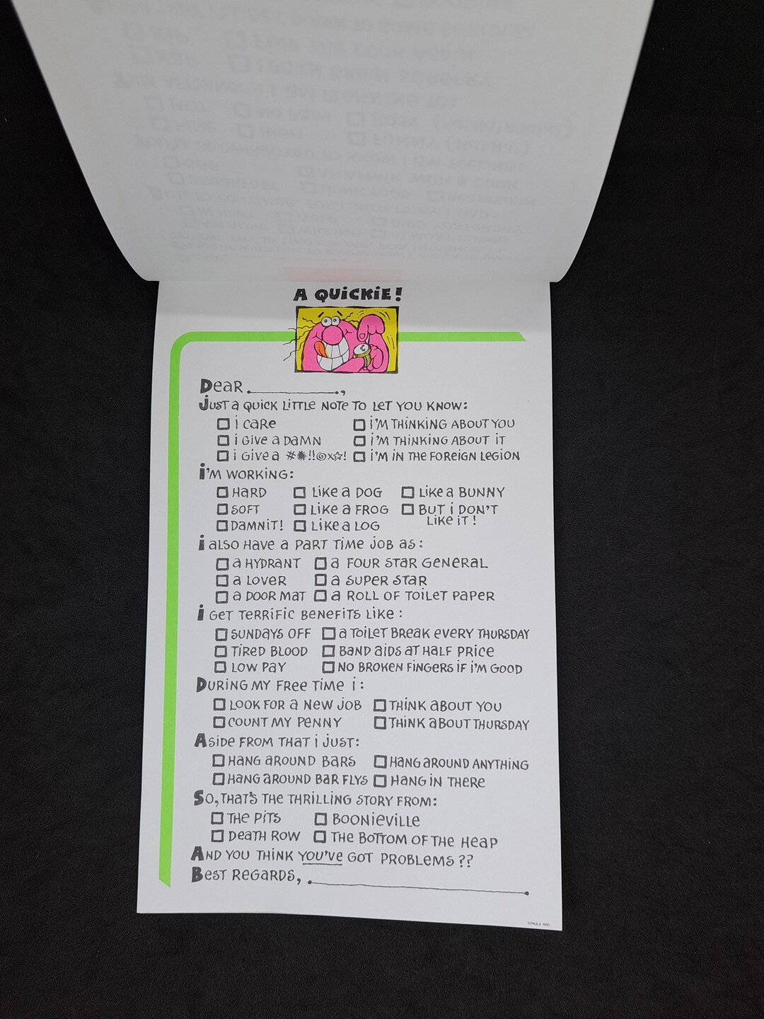 Paula's Instant Letters Paper Pad. 1988 by C.M. Paula Co. Humorous ...