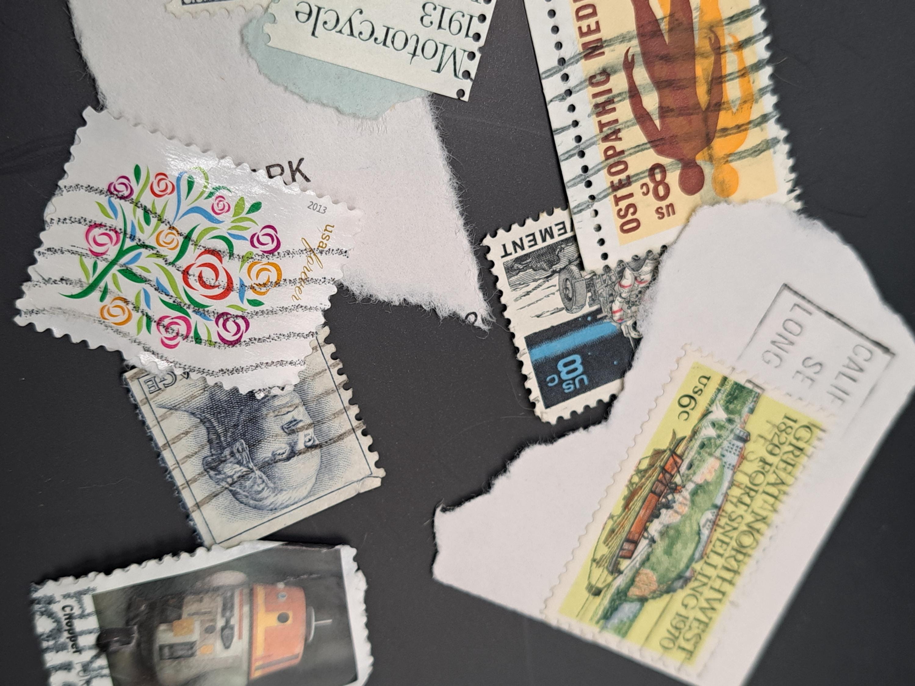 Junky Crafting Postage Stamps. Approximately 100 Postal Ephemora ...