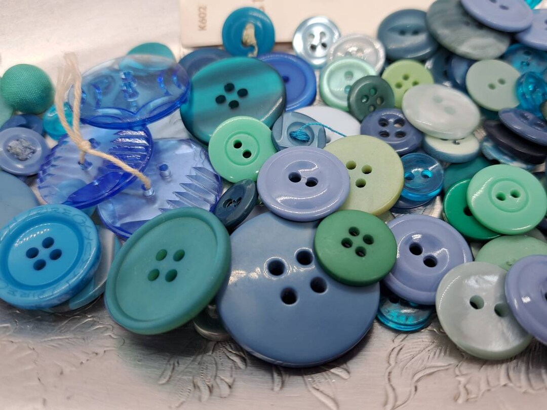 Over 100 Buttons Destash. Sky and Sea Blue Green Assortment. Various ...